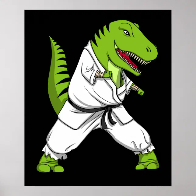 T-Rex Dinosaur Ninja Martial Arts Karate Poster | Zazzle