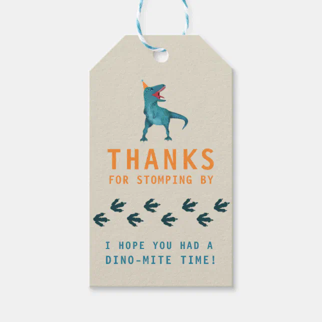 T-Rex Dinosaur Party Favor Gift Tags | Zazzle