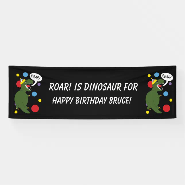 T-Rex Dinosaur Personalize Kids Birthday Party Banner | Zazzle