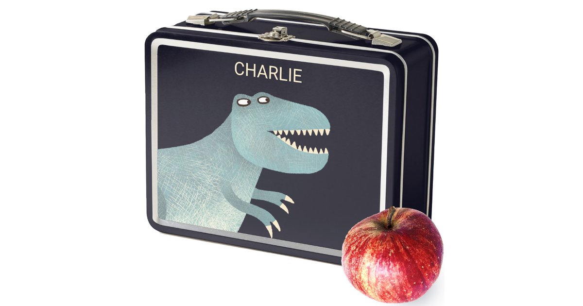 T-Rex Dinosaur Personalized Metal Lunch Box | Zazzle
