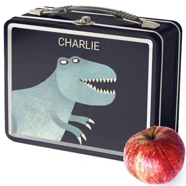 T-Rex Dinosaur Personalized Metal Lunch Box | Zazzle