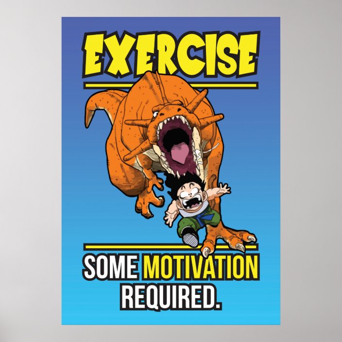 T-Rex Exercise Motivation - Funny Anime Gym Poster | Zazzle.com
