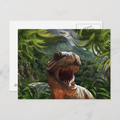 T-Rex In Jungle Postcard Dinosaur | Zazzle