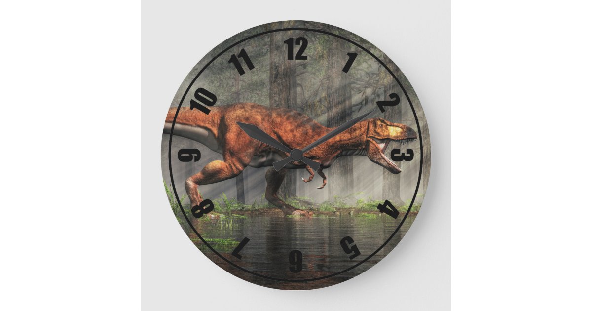 T-Rex Large Clock | Zazzle