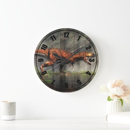 T-Rex Large Clock | Zazzle