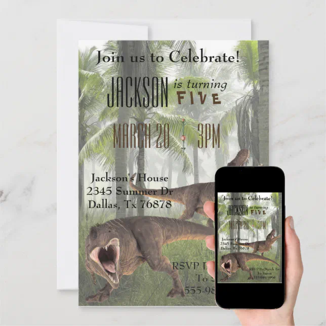 T-Rex Tyrannosaurus Rex Dinosaur Birthday Invite | Zazzle