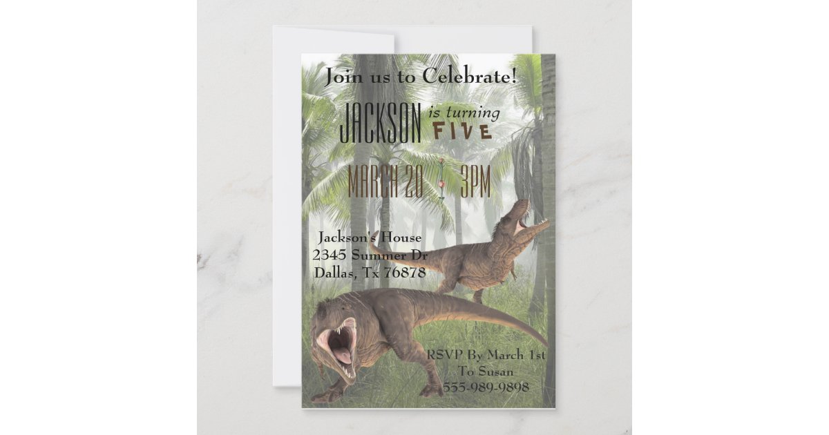 T-Rex Tyrannosaurus Rex Dinosaur Birthday Invite | Zazzle