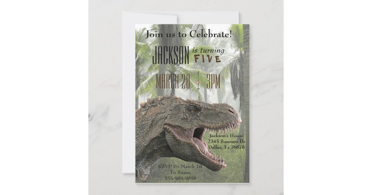 T-Rex Tyrannosaurus Rex Dinosaur Birthday Invite | Zazzle