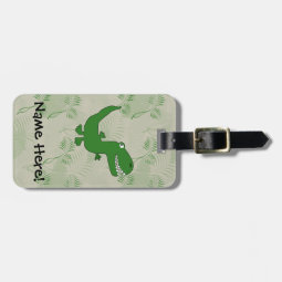 T-Rex Tyrannosaurus Rex Dinosaur Cartoon Kids Boys Luggage Tag | Zazzle