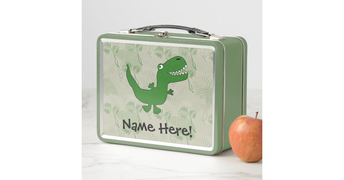 T-Rex Tyrannosaurus Rex Dinosaur Cartoon Kids Boys Metal Lunch Box | Zazzle