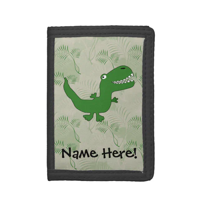 T-Rex Tyrannosaurus Rex Dinosaur Cartoon Kids Boys Tri-fold Wallet | Zazzle