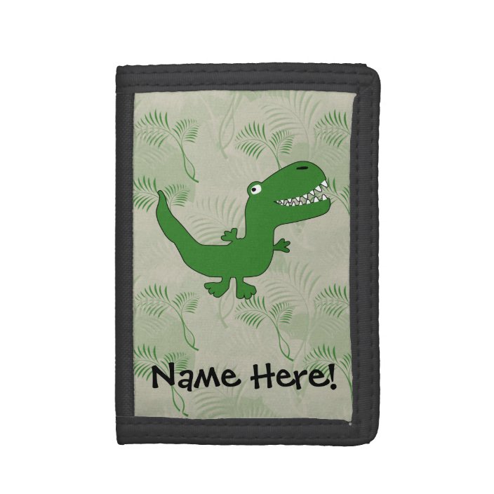 T-Rex Tyrannosaurus Rex Dinosaur Cartoon Kids Boys Tri-fold Wallet ...