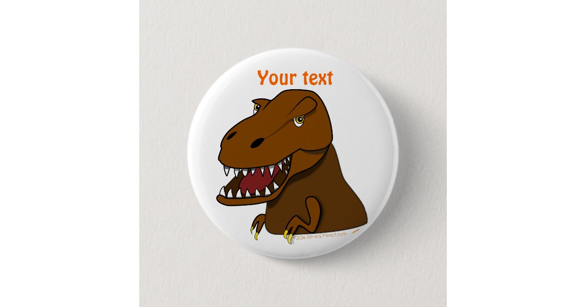 T-Rex Tyrannosaurus Rex Scary Cartoon Dinosaur Button | Zazzle