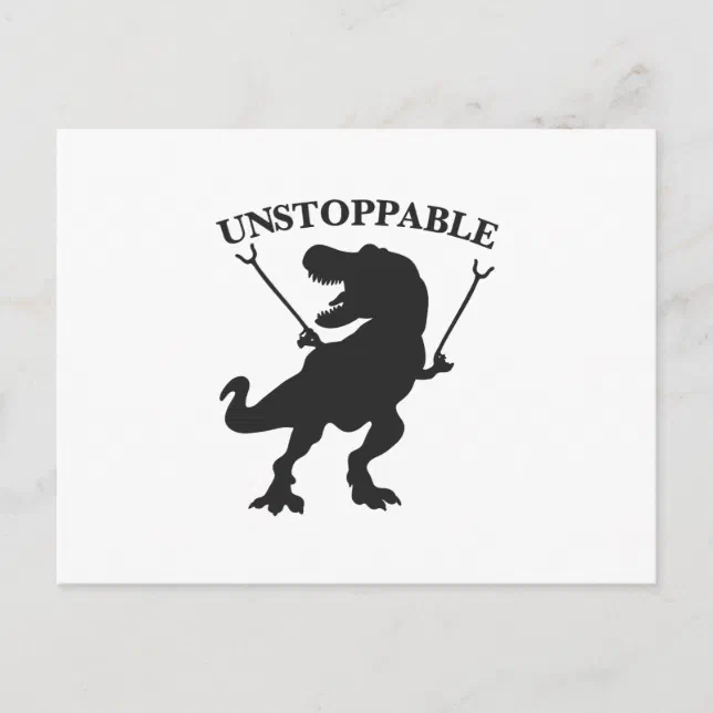 T-rex unstoppable - Choose background color Postcard | Zazzle