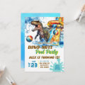 T-Rex Waterslide Pool Party Birthday Invitation | Zazzle