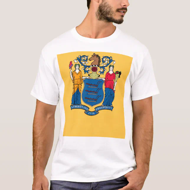 T Shirt with Flag of New Jersey State USA | Zazzle