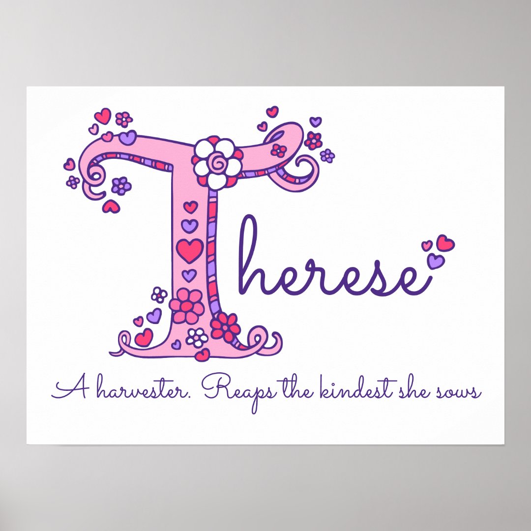 T Therese initial doodle art name meaning Poster | Zazzle