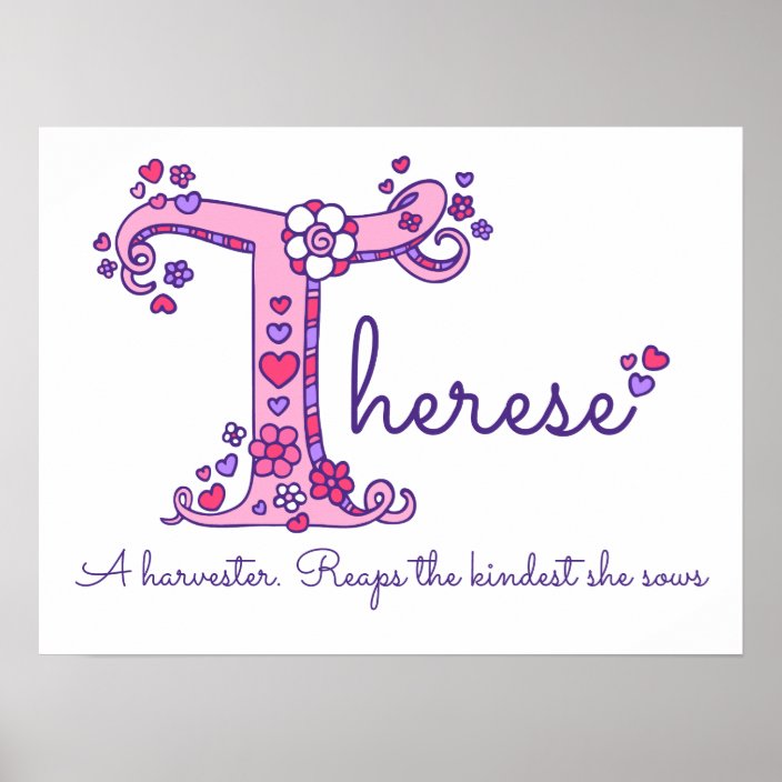 T Therese initial doodle art name meaning Poster | Zazzle.com