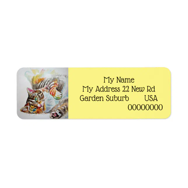 Tabby Cat cats Watercolour Return Address Labels | Zazzle