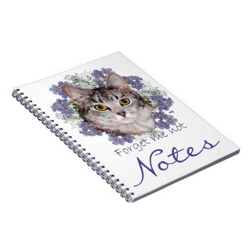 Tabby Cat Forget Me Not Notebook | Zazzle