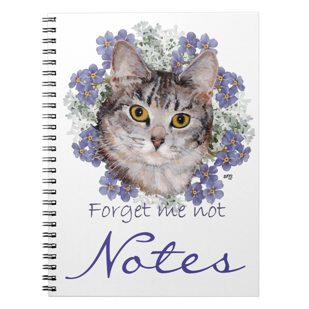Tabby Cat Forget Me Not Notebook | Zazzle