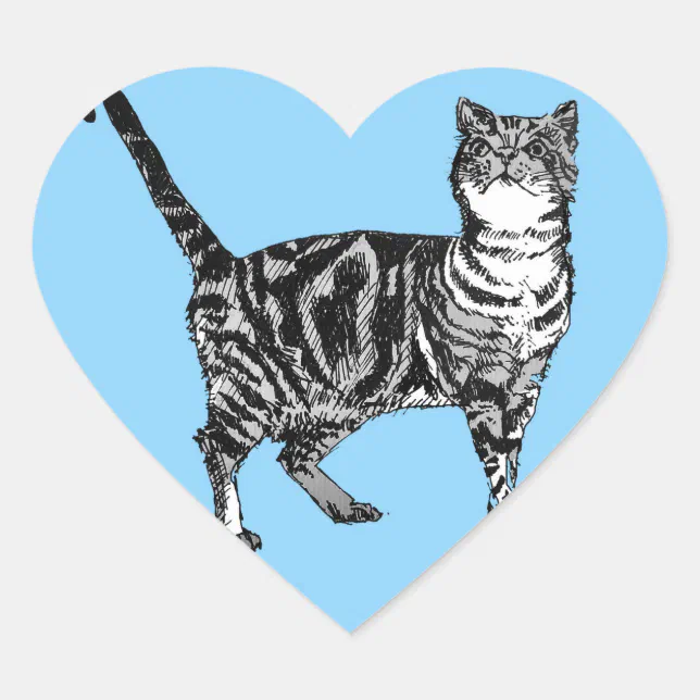 Tabby Cat Stickers Blue Cute cats pets Sticker Set | Zazzle