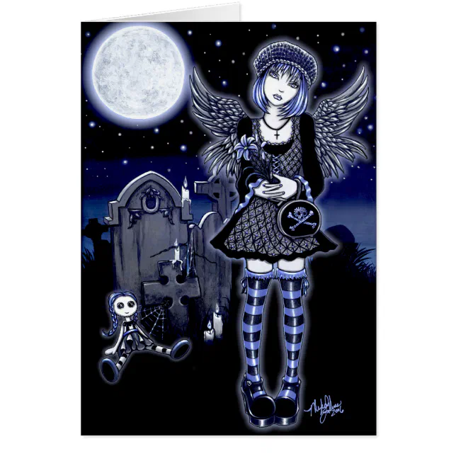 Tabitha Blue Moon Angel Card | Zazzle