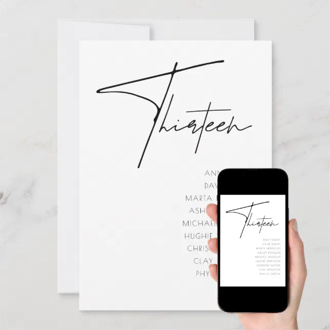 Table 13 Modern Wedding Table Number template | Zazzle