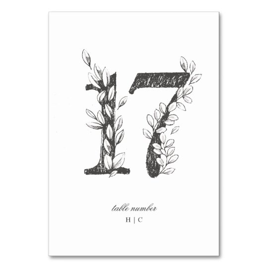 Table 17 Beautiful Floral Sketched Wreath Wedding Table Number | Zazzle.com