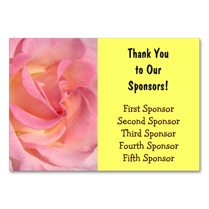 Table Cards Thank You to Our Sponsors Pink Yellow | Zazzle.com