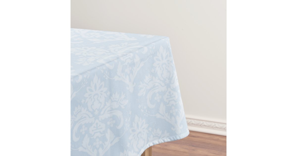 Table Cloth - Icy Blue Damask | Zazzle