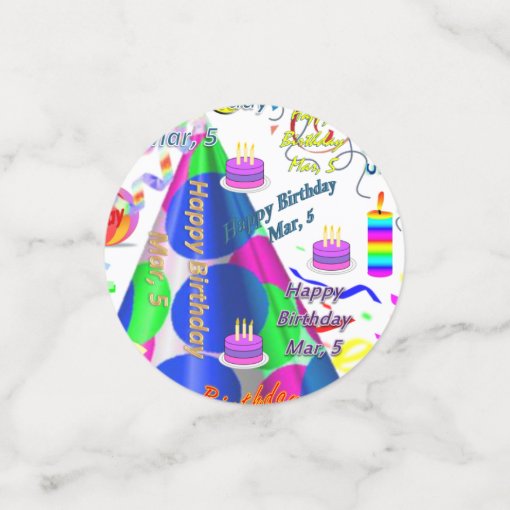 Table Confetti March, 5 Birthday | Zazzle
