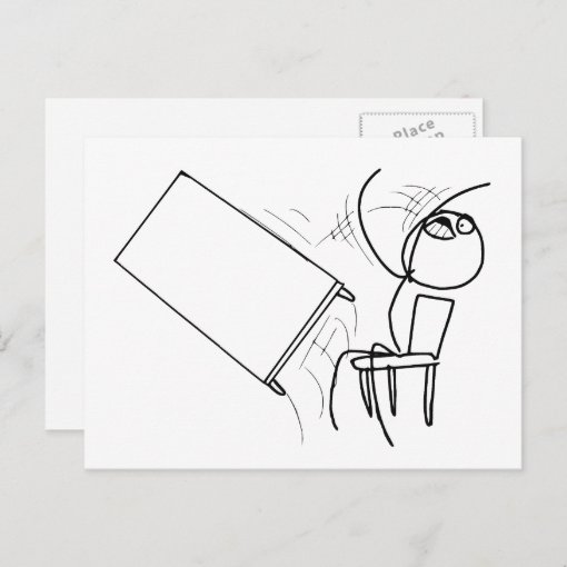 Table Flip Flipping Rage Face Meme Postcard | Zazzle