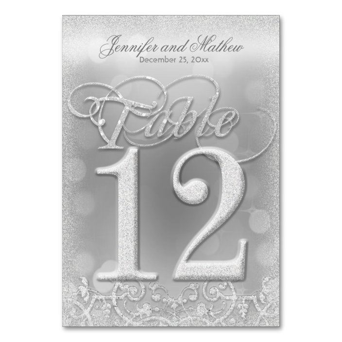 Table Number 12 Elegant Silver Faux Glitter | Zazzle.com