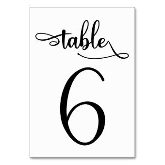 Table number 3.5x5 wedding sign | Table 6 | Zazzle