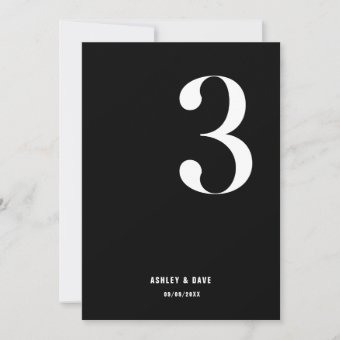 Table Number 3 Bold Black Wedding Table Number | Zazzle