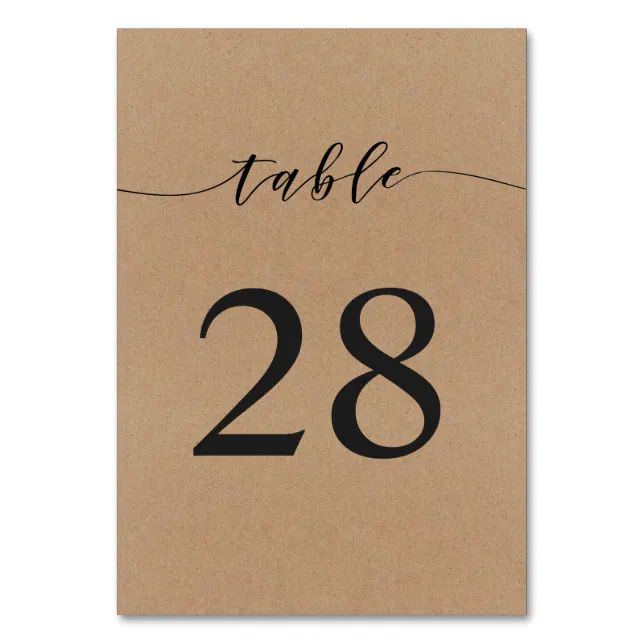 Table Number Card | Elegant Calligraphy Handwritin | Zazzle