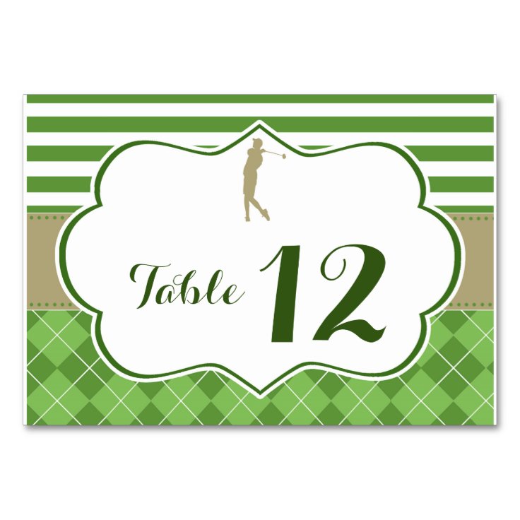 Table number card golf green gold | Zazzle