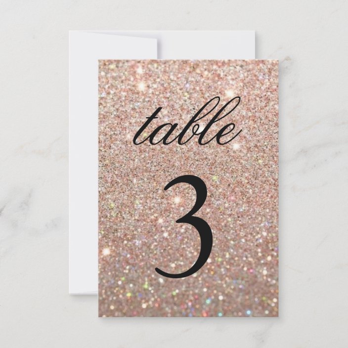 Table Number Card - Rose Gold Glitter Fab | Zazzle.com