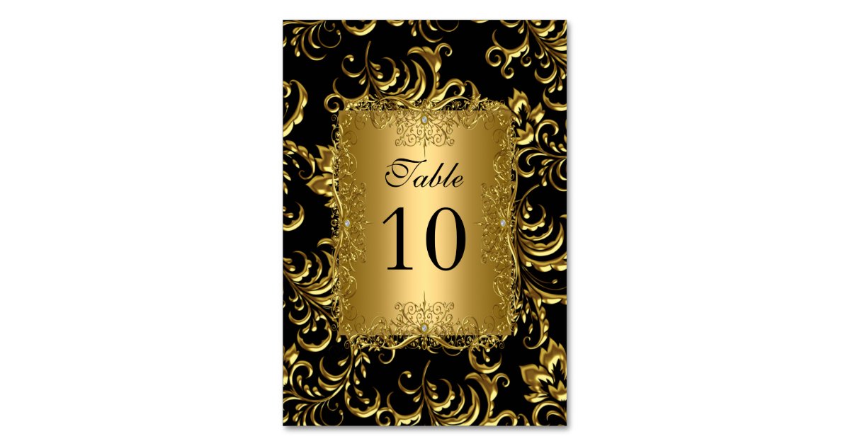 Table Number Cards Royal Black Gold | Zazzle