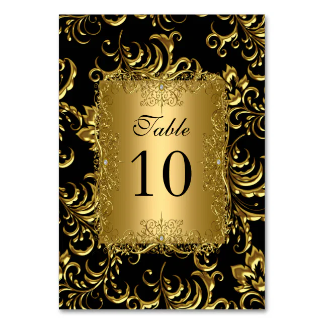 Table Number Cards Royal Black Gold | Zazzle