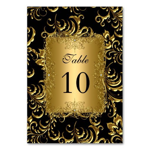 Table Number Cards Royal Black Gold | Zazzle