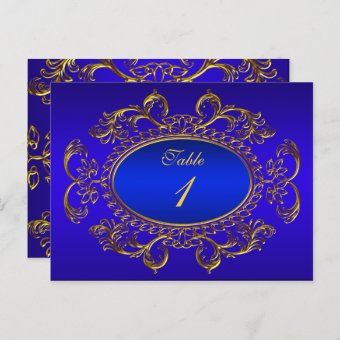 Table Number Cards Royal Blue Gold | Zazzle