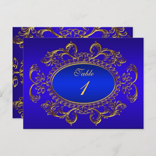Table Number Cards Royal Blue Gold | Zazzle