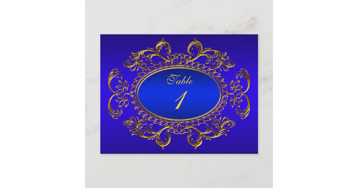 Table Number Cards Royal Blue Gold | Zazzle