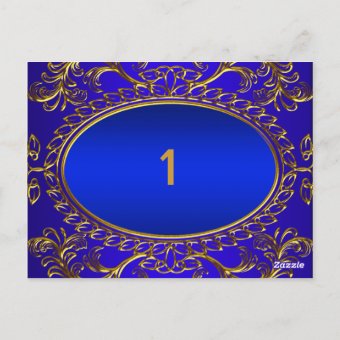 Table Number Cards Royal Blue Gold | Zazzle