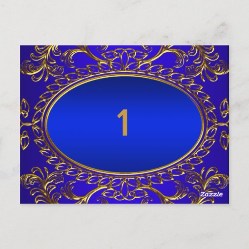 Table Number Cards Royal Blue Gold | Zazzle
