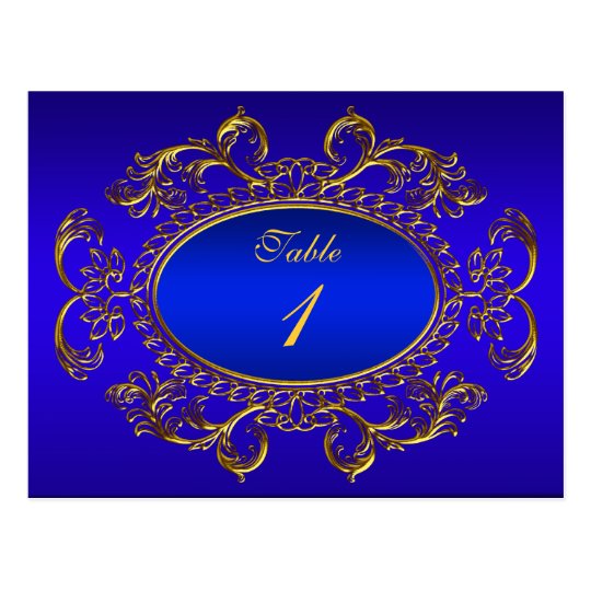 Table Number Cards Royal Blue Gold | Zazzle.com
