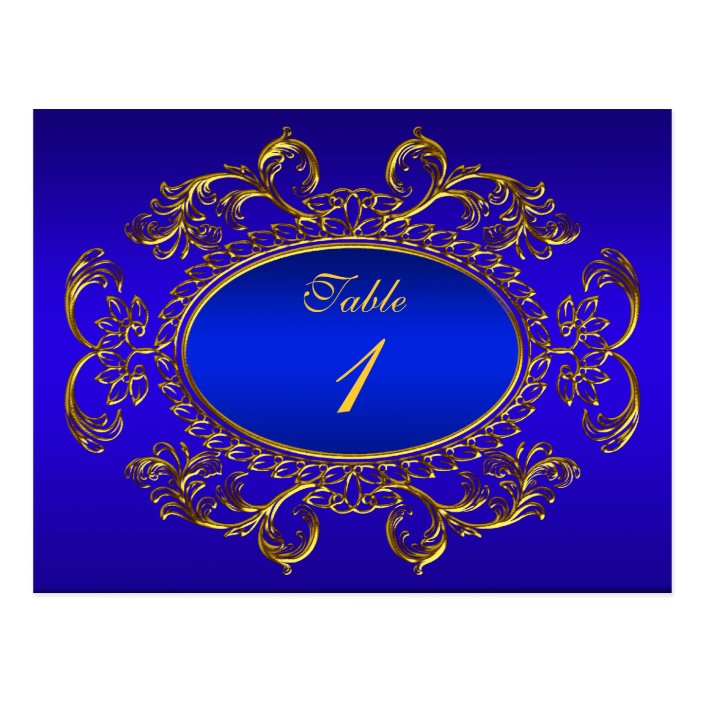 Table Number Cards Royal Blue Gold | Zazzle.com