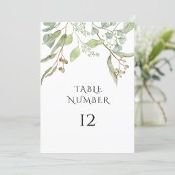 Table Number Eucalyptus Grove Foliage Greenery | Zazzle